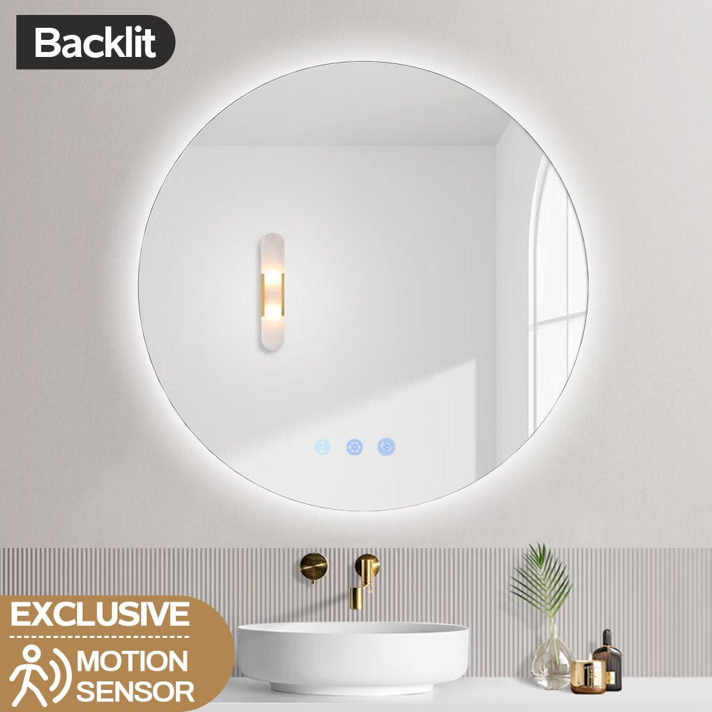 700x700mm Round LED Mirror with Motion Sensor Auto On Demister Backlit ...